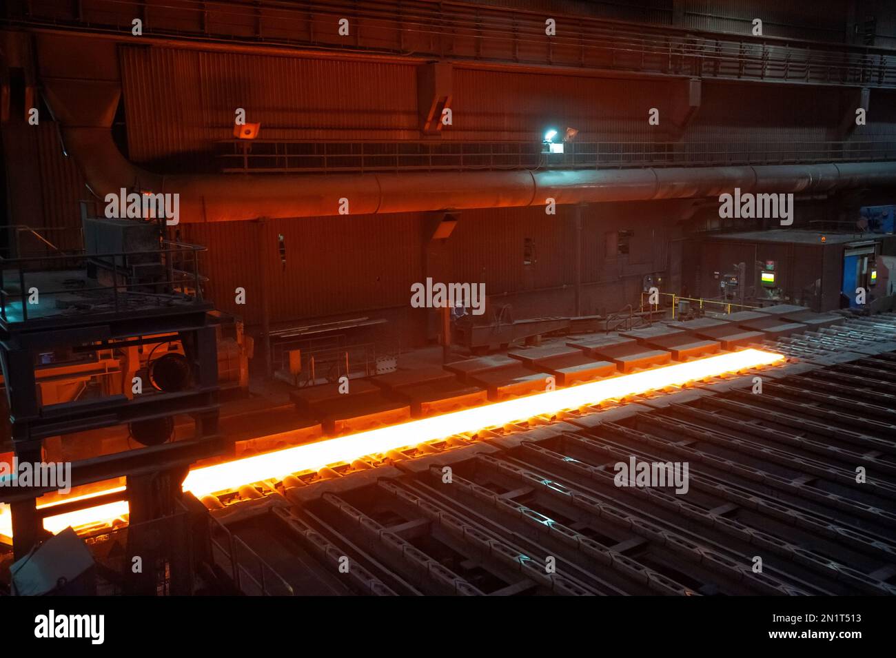 Metallurgical factory in Germany, hot rolled metal conveyor, sheet ...