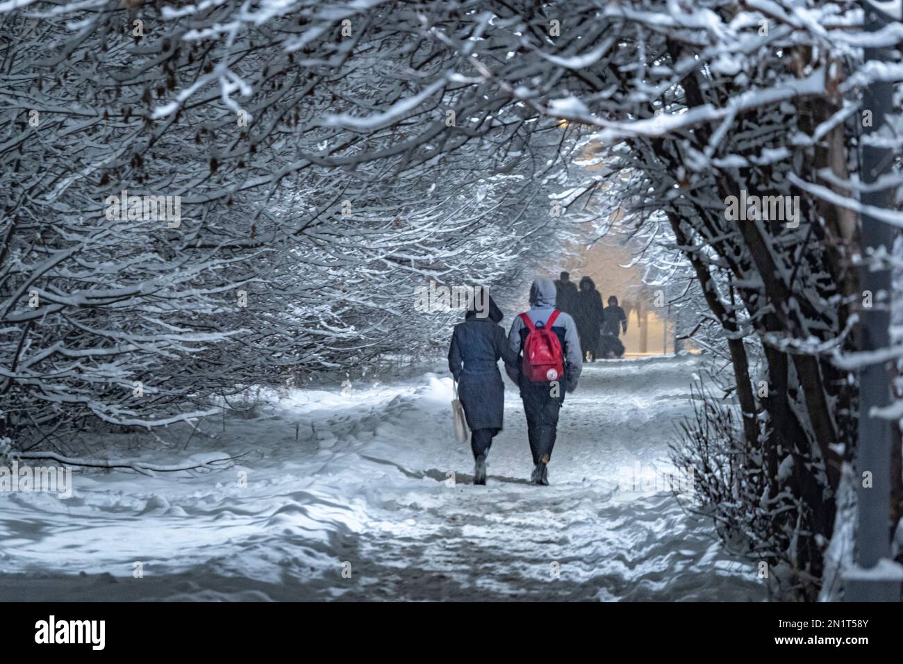Russia, Moscow. People walk in the snow Stock Photo - Alamy