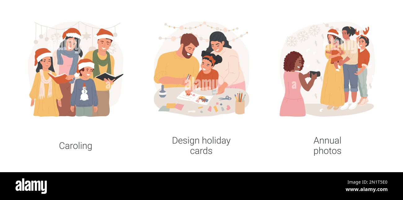 Family tradition and Holiday isolated cartoon vector illustration set ...