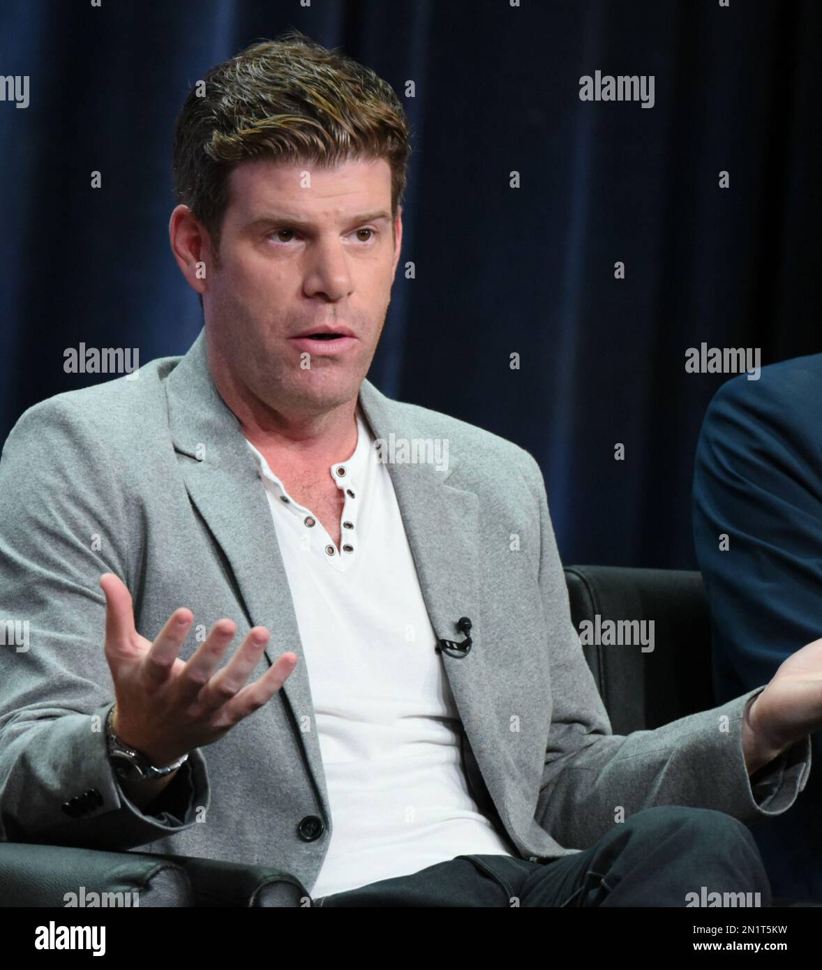 Stephen Rannazzisi participates in "The League" panel at the FX Summer ...
