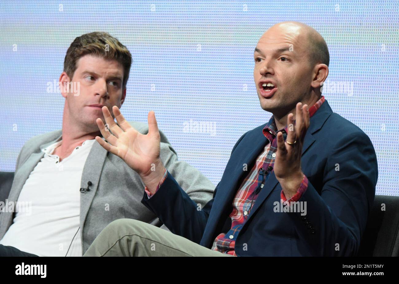 Stephen Rannazzisi, left, and Paul Scheer participate in "The League ...