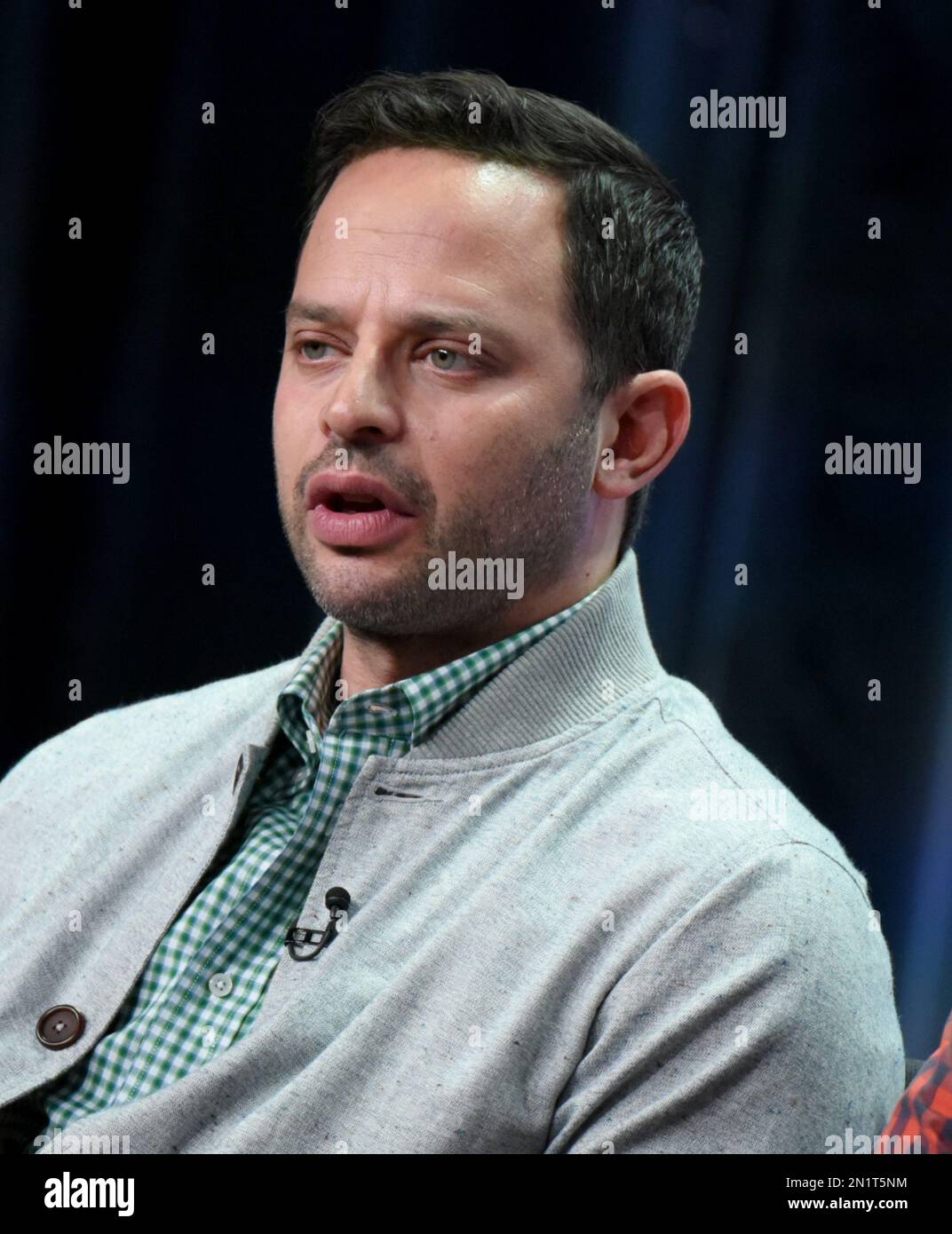 Nick Kroll participates in "The League" panel at the FX Summer TCA Tour ...