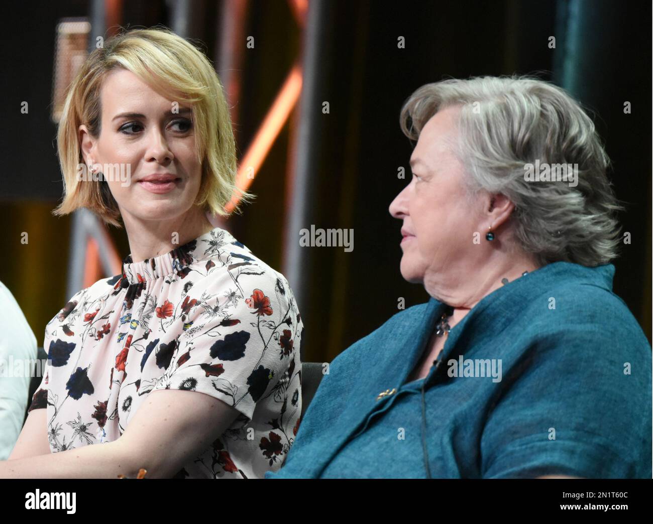 Sarah Paulson, left, and Kathy Bates participate in the "American ...