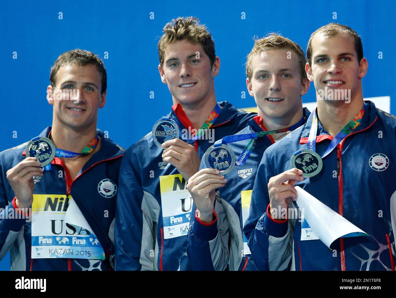 United States' Ryan Lochte, Conor Dwyer, Reed Malone and Michael Weiss ...