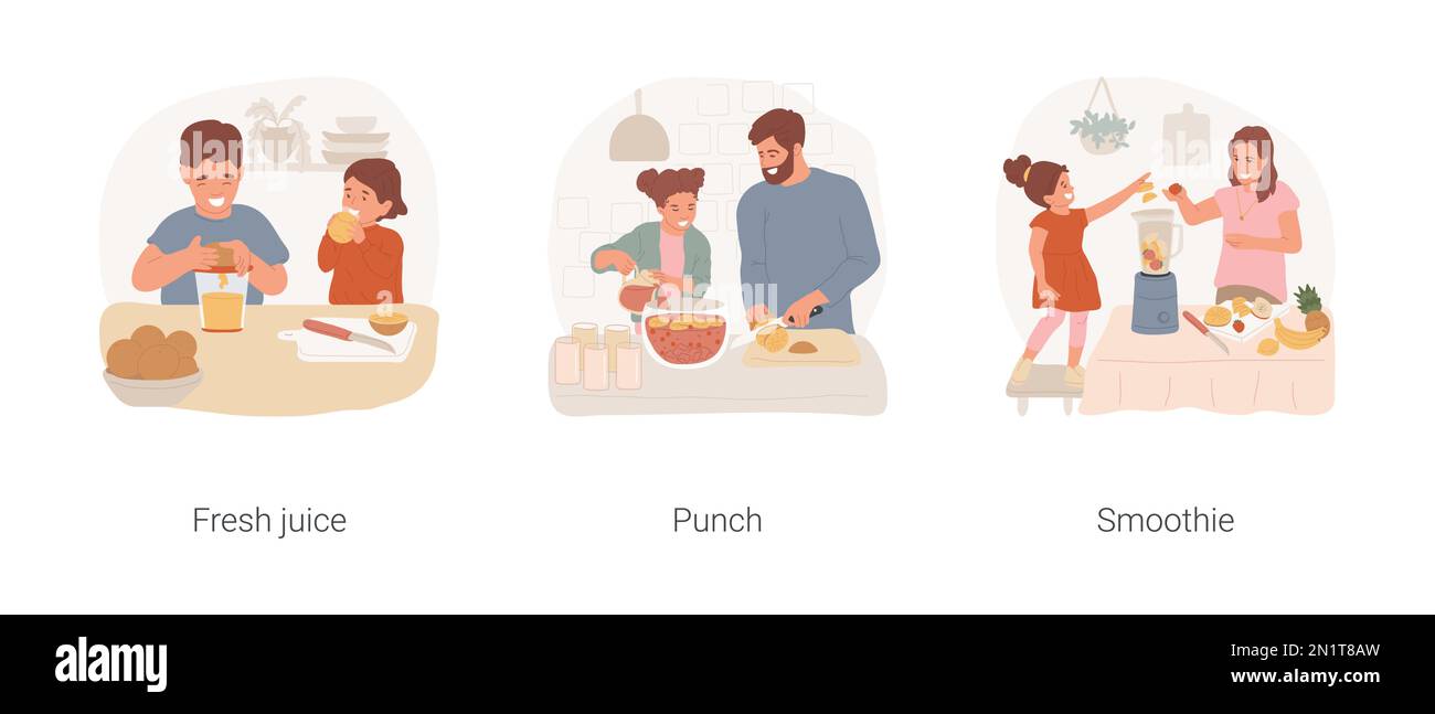 Homemade drinks isolated cartoon vector illustration set. Child ...