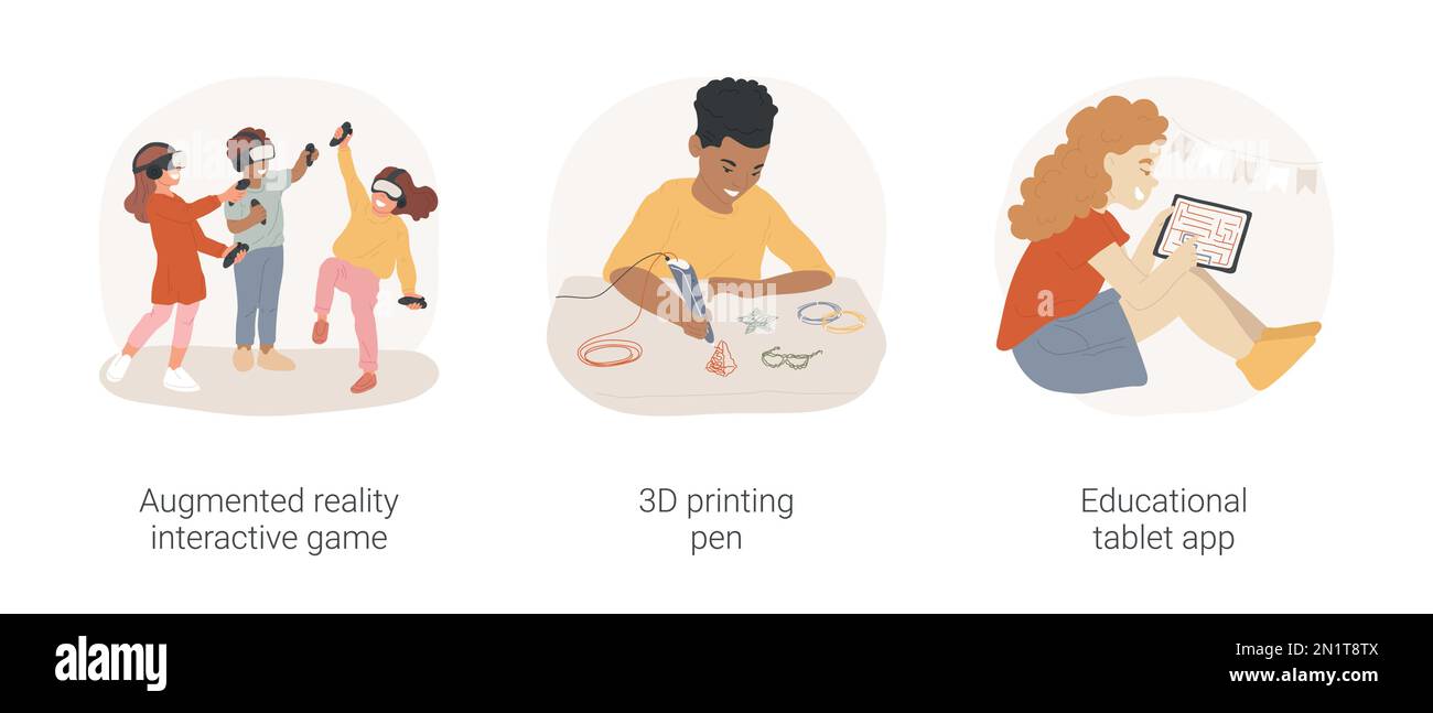 Technology games isolated cartoon vector illustration set. Augmented ...