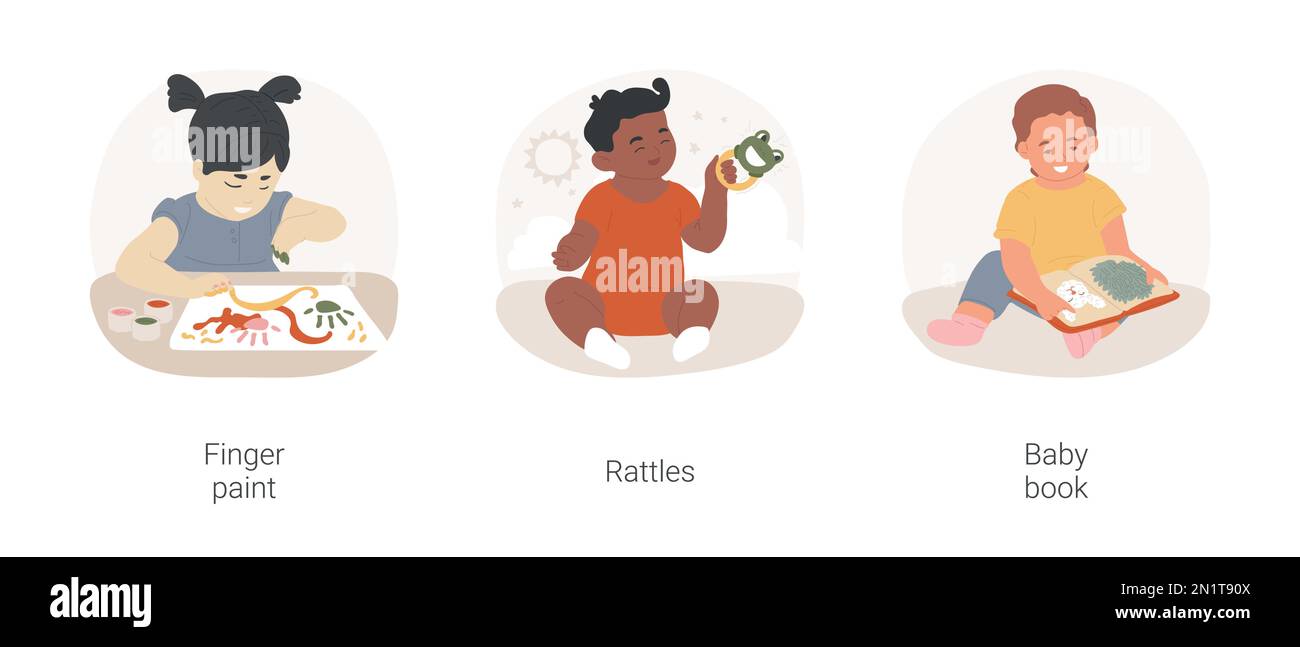 Infant mental development game isolated cartoon vector illustration set ...