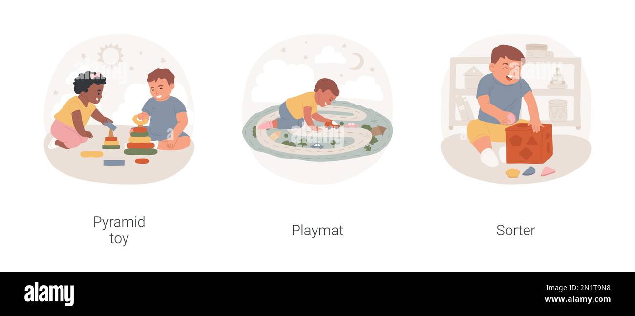 Infant games isolated cartoon vector illustration set. Baby playing ...