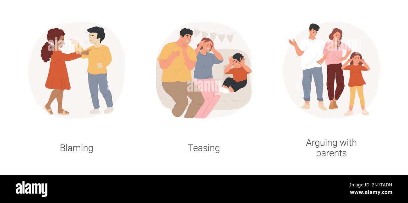 Low emotional intelligence isolated cartoon vector illustration set ...