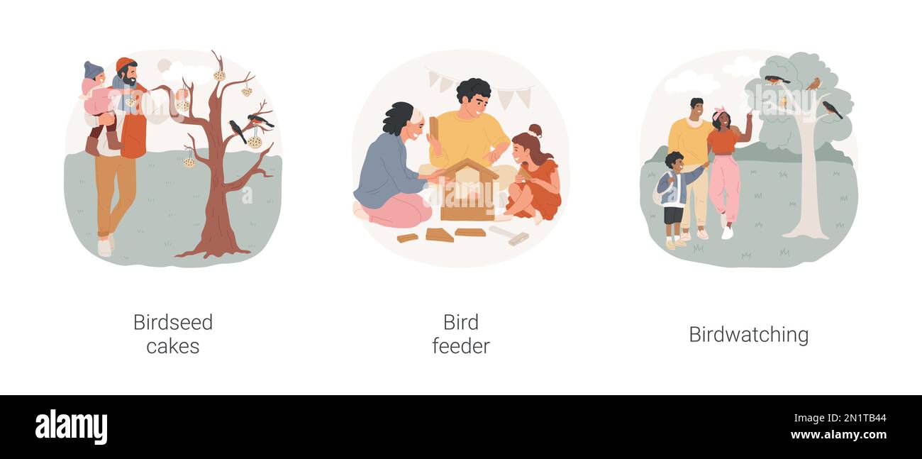 Nature connection activities isolated cartoon vector illustration set ...