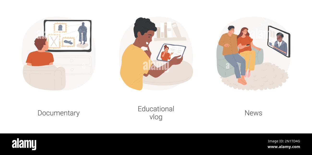 Watching videos for self-development isolated cartoon vector ...