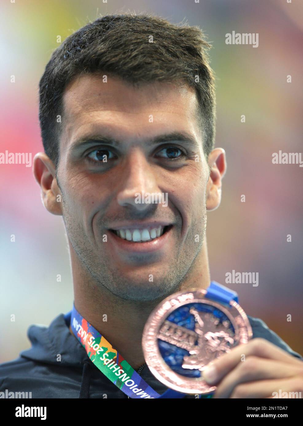 Argentina's Federico Grabich holds his bronze medal after his third ...