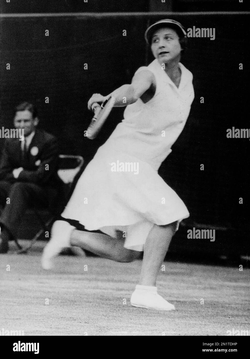 Mrs. Helen Wills Moody is shown during her match with Mrs. L.A. Godfree ...