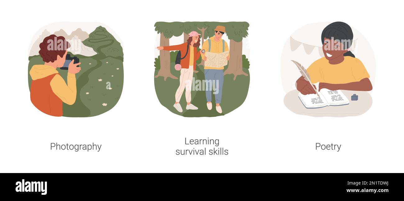 General interest isolated cartoon vector illustration set. Photography ...