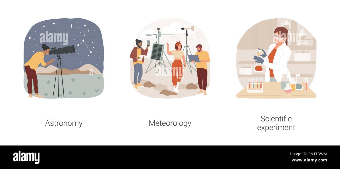 Natural science hobbies isolated cartoon vector illustration set. Study ...