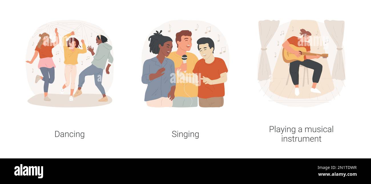 Performance-based hobbies isolated cartoon vector illustration set ...