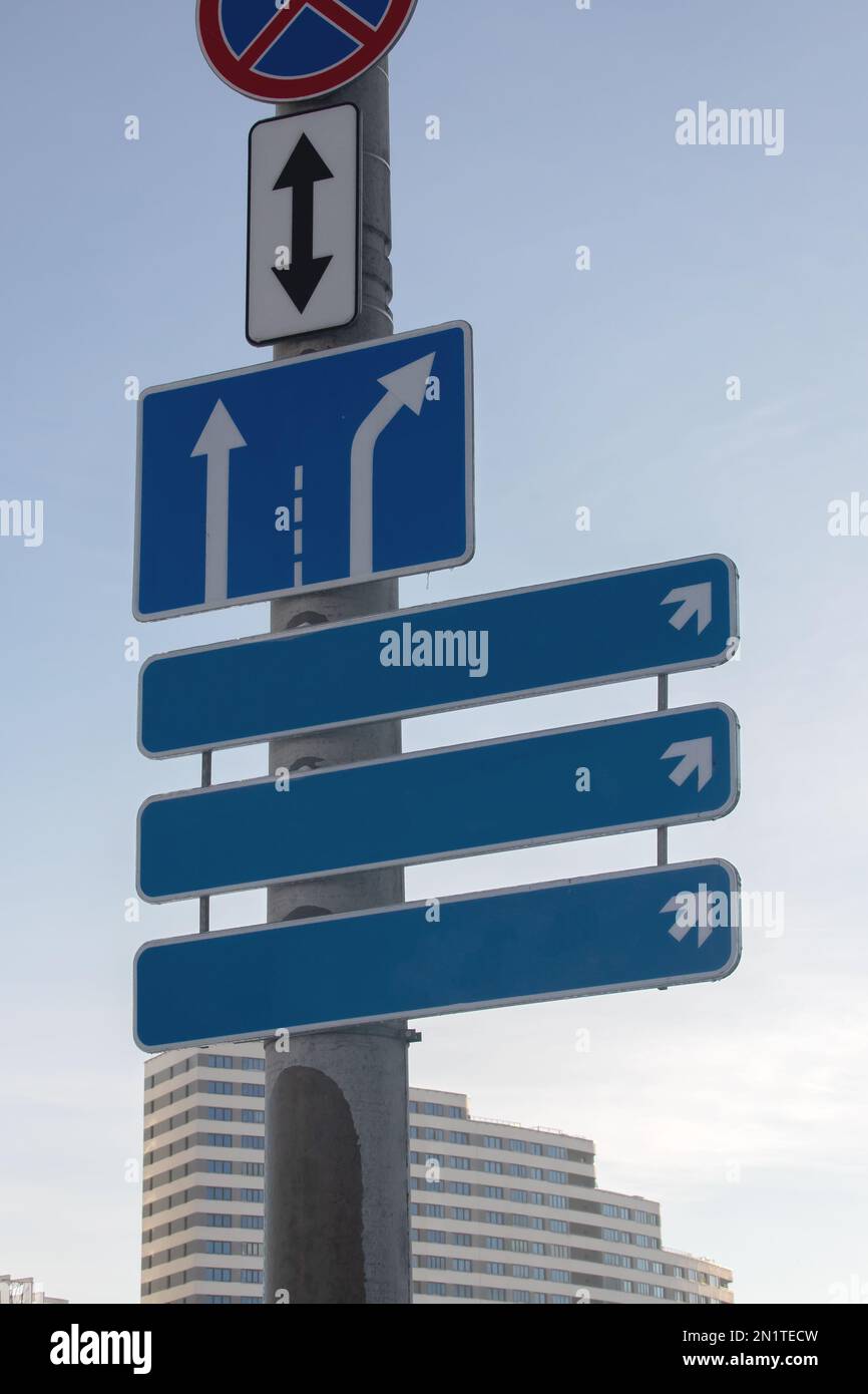 Empty road signs in the city close up Stock Photo - Alamy