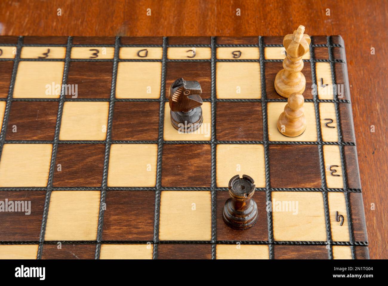 Corner mate delivered by rook and knight Stock Photo - Alamy