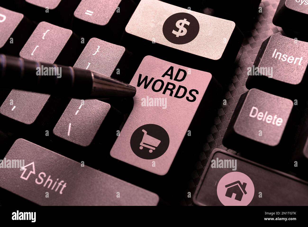 Text showing inspiration Ad Words. Business concept oversee and control ...