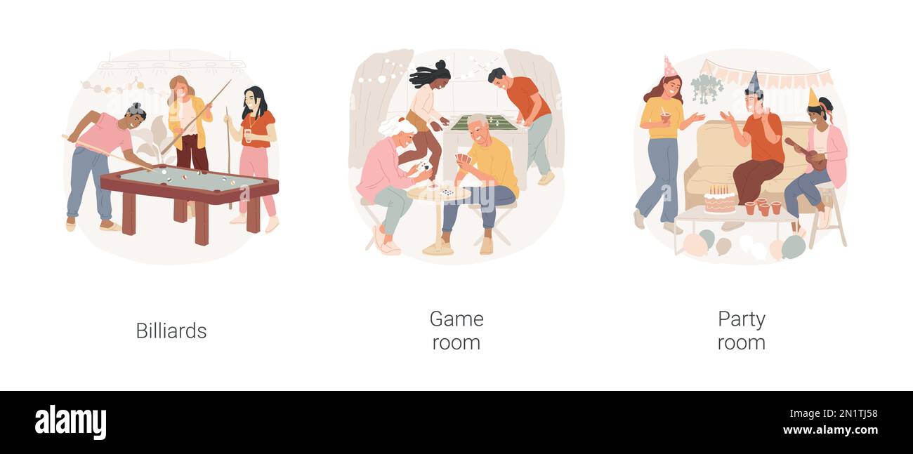 Indoor common facilities isolated cartoon vector illustration set ...