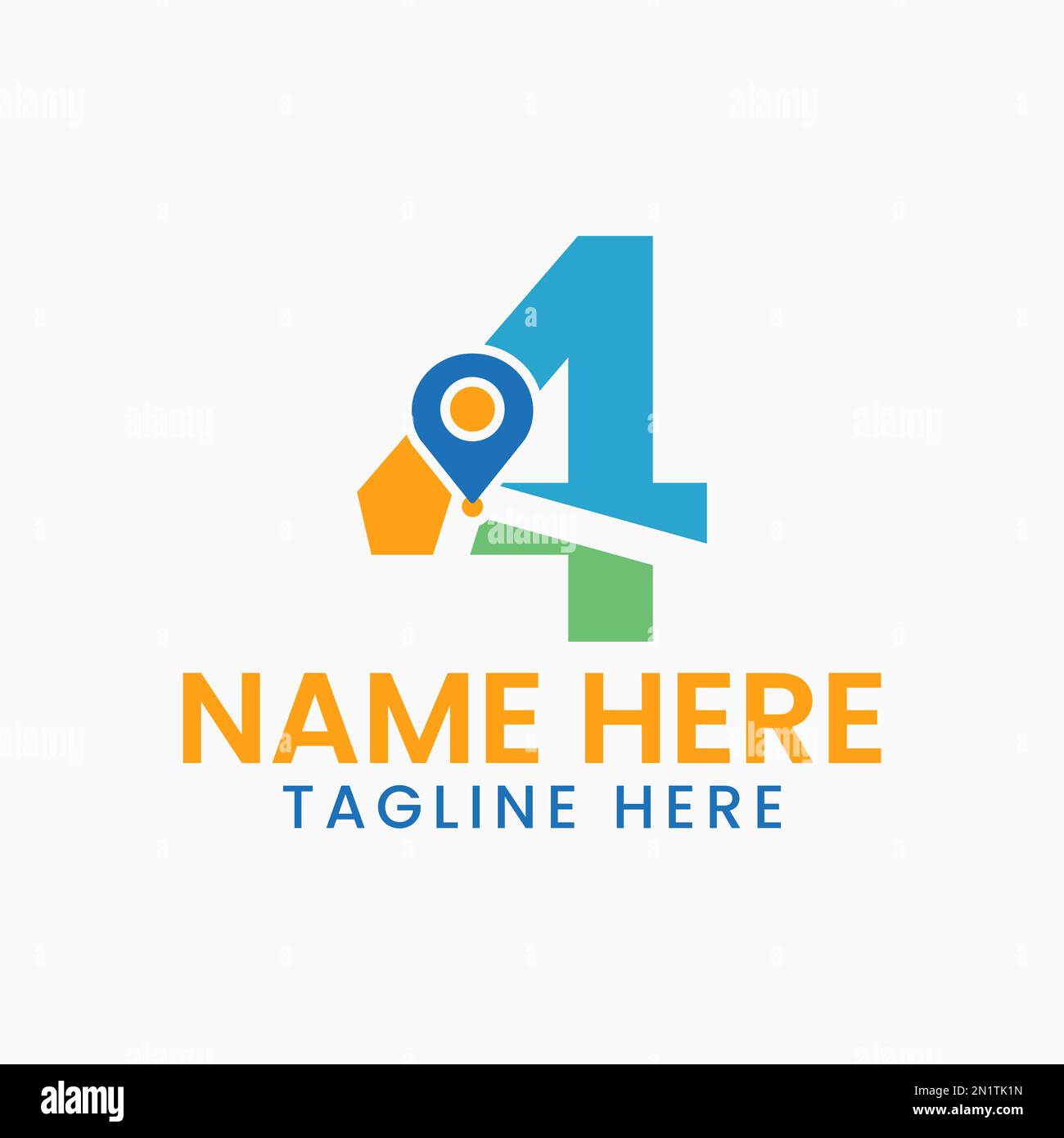 Letter 4 Location Logo Concept With Gps Symbol, Pin Icon Template Stock ...