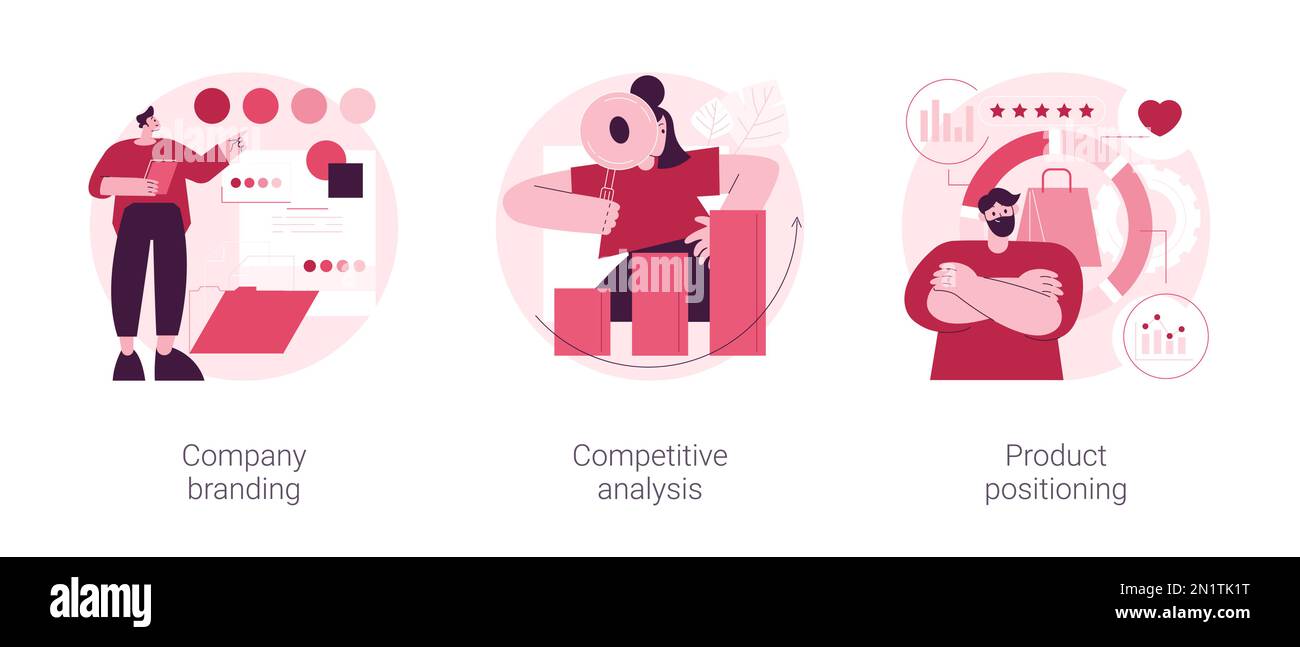 Brand building agency abstract concept vector illustration set. Company ...