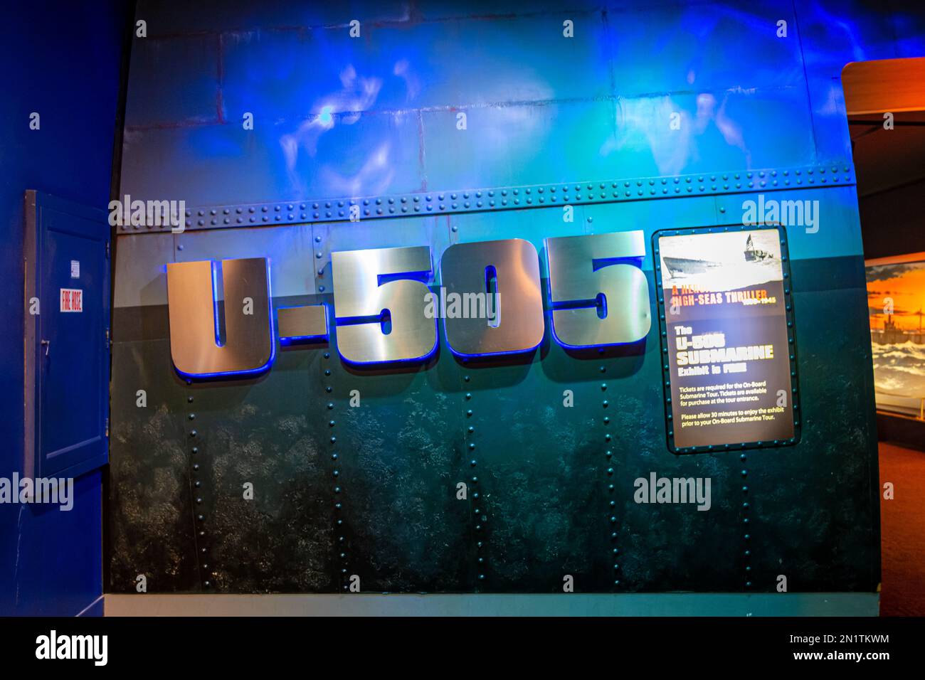 Chicago, IL, USA - February 6, 2023: Entrance to the captured Nazi U ...