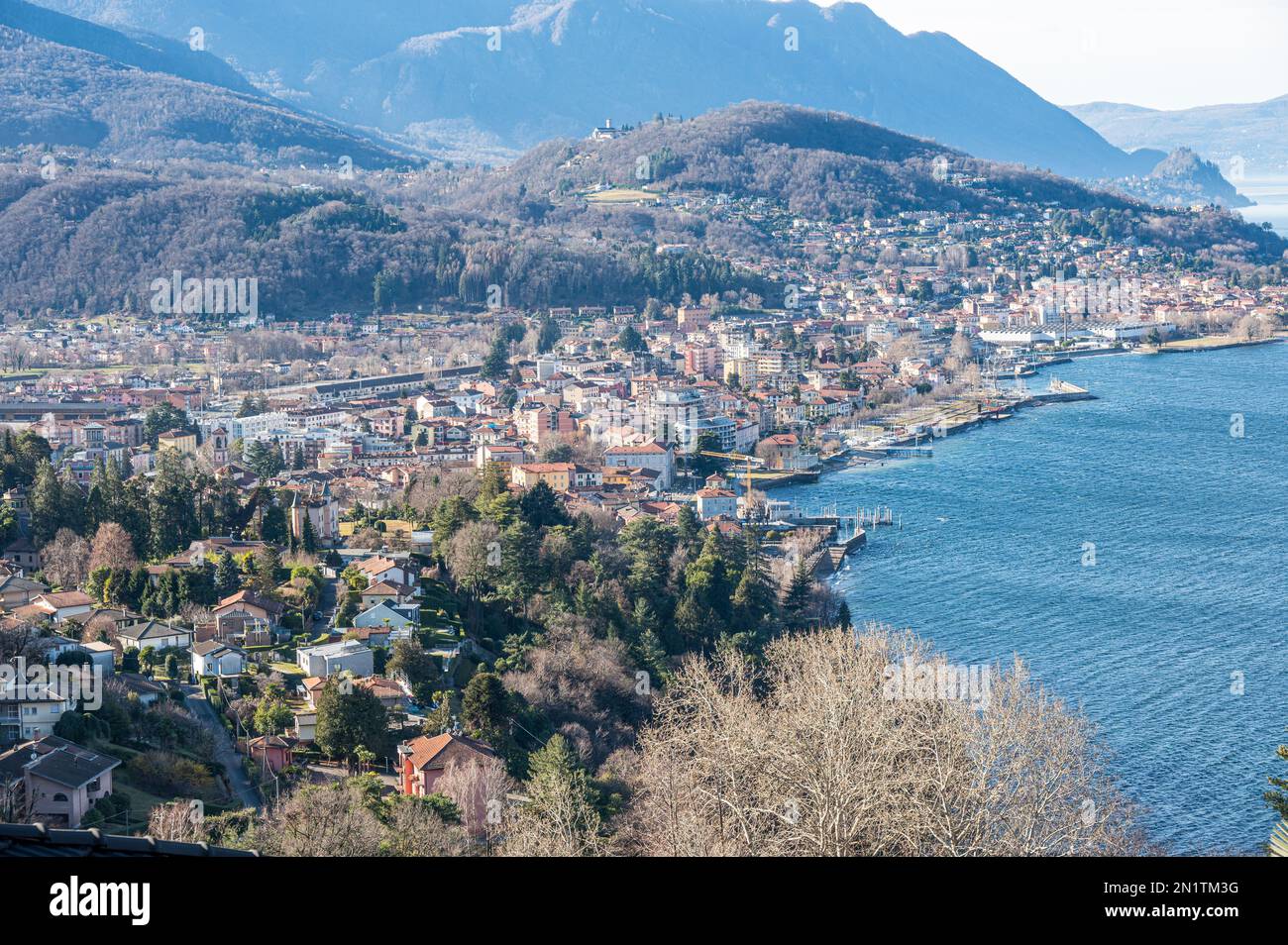 Aerial view of Luino and the Lake Maggiore Stock Photo - Alamy