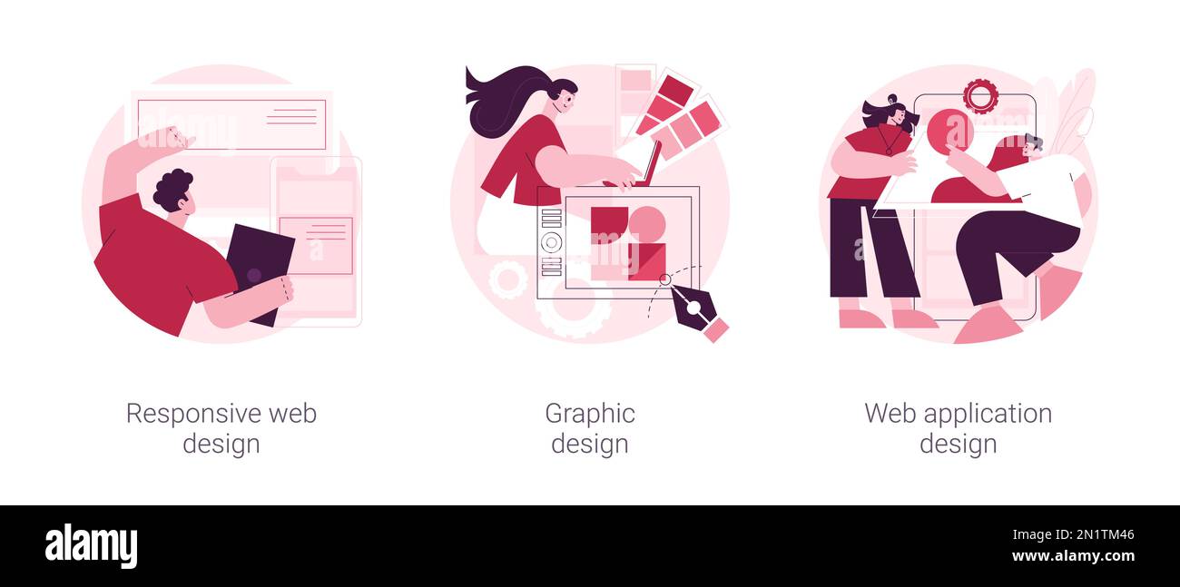 Graphic designer service abstract concept vector illustration set ...