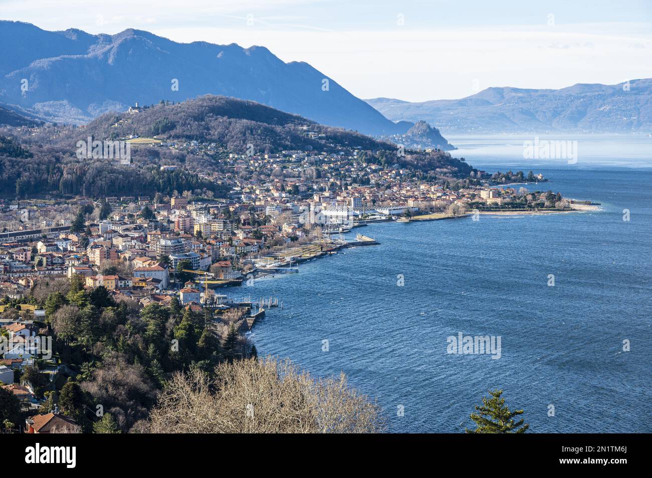 Aerial view of Luino and the Lake Maggiore Stock Photo - Alamy