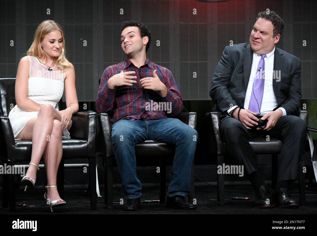 AJ Michalka, from left, Troy Gentile and Jeff Garlin participate in ...