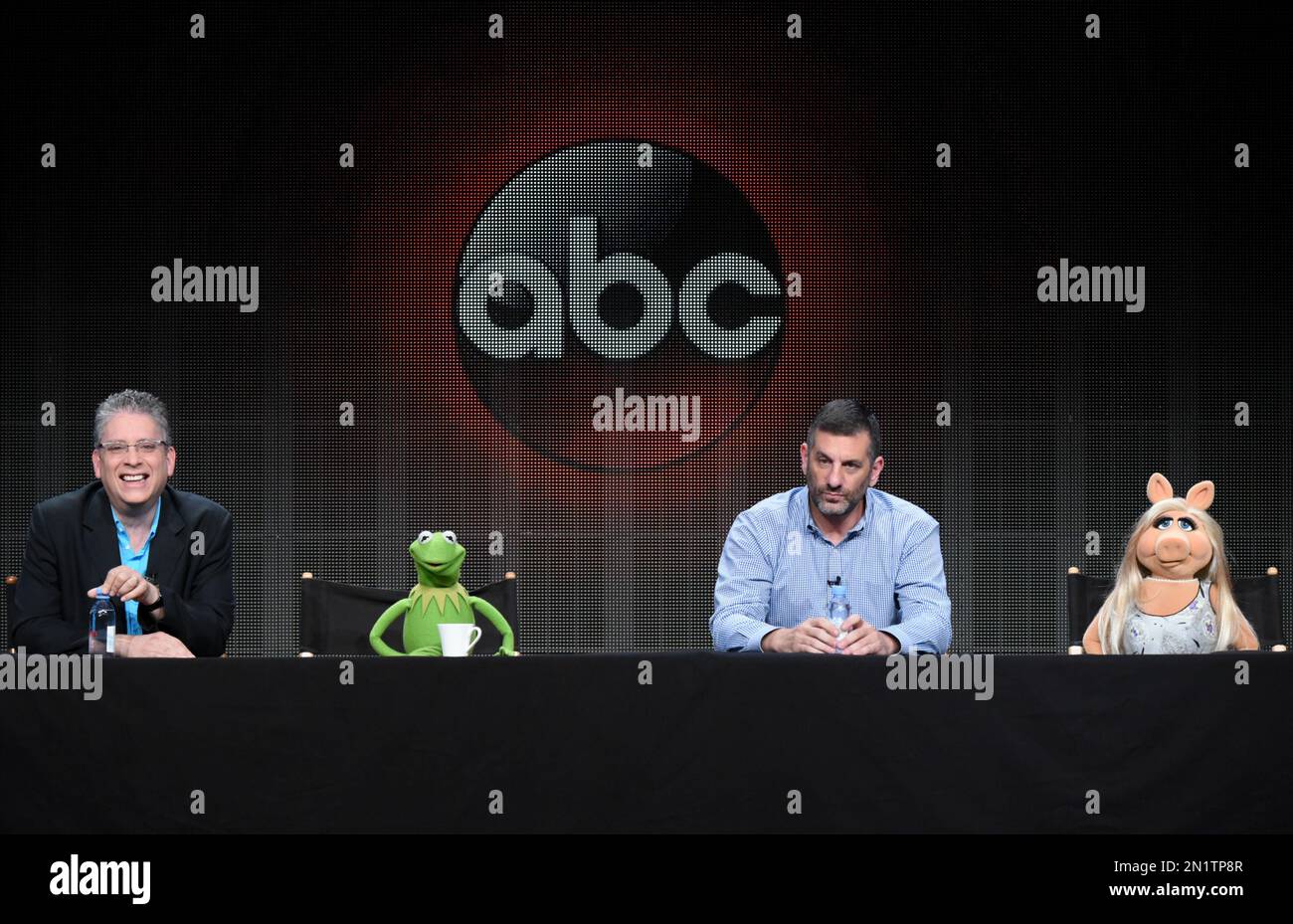 Writer/executive producer Bill Prady, from left, Kermit the Frog ...