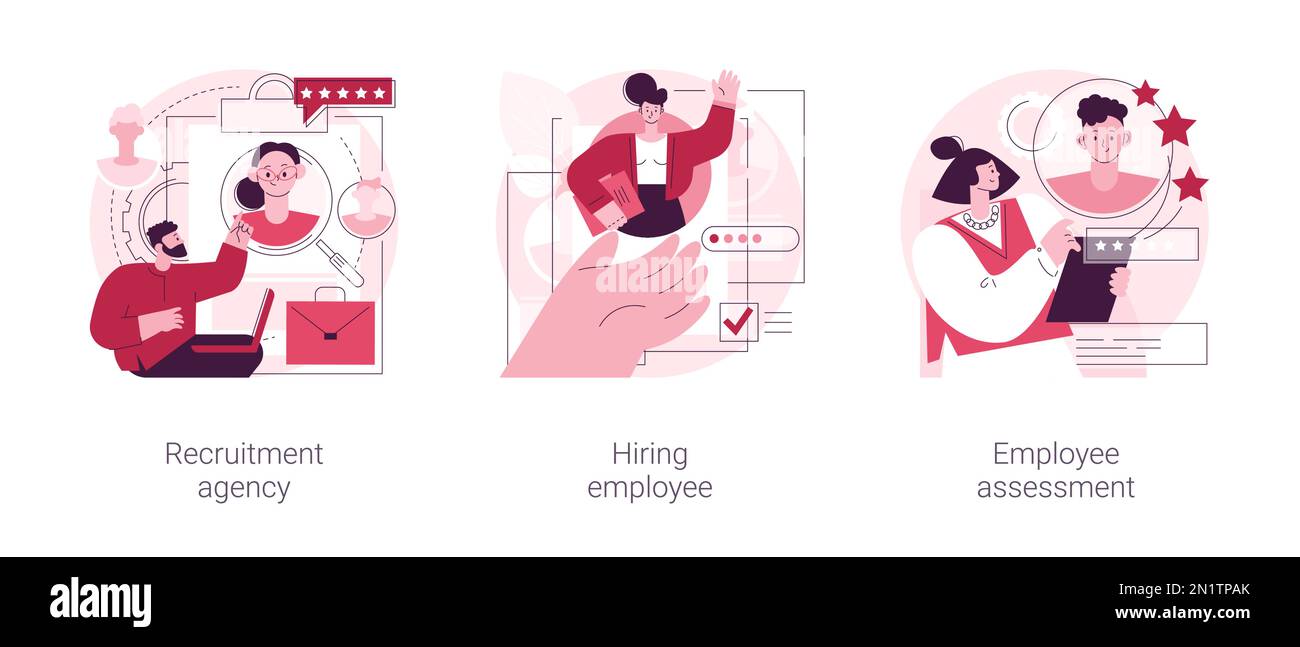 Human resources abstract concept vector illustration set. Recruitment ...