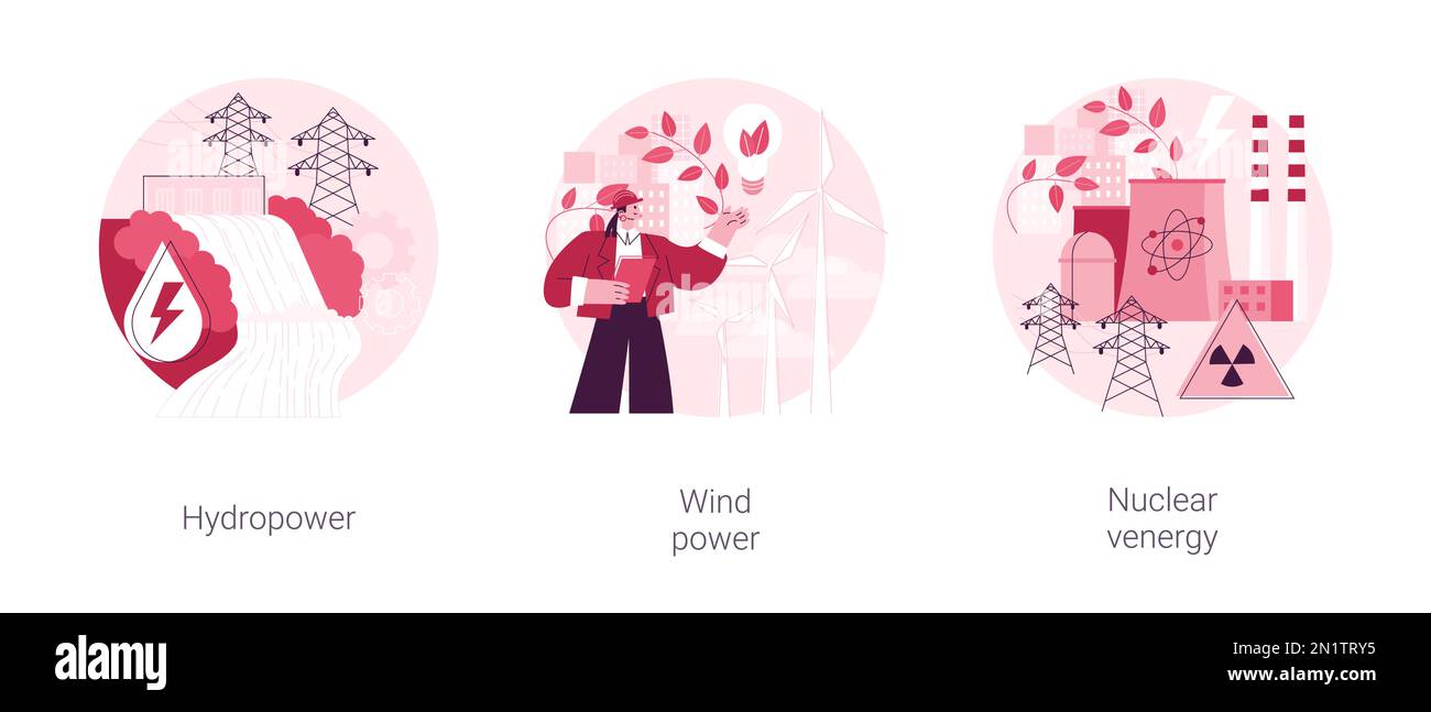 Sustainable energy source abstract concept vector illustration set ...