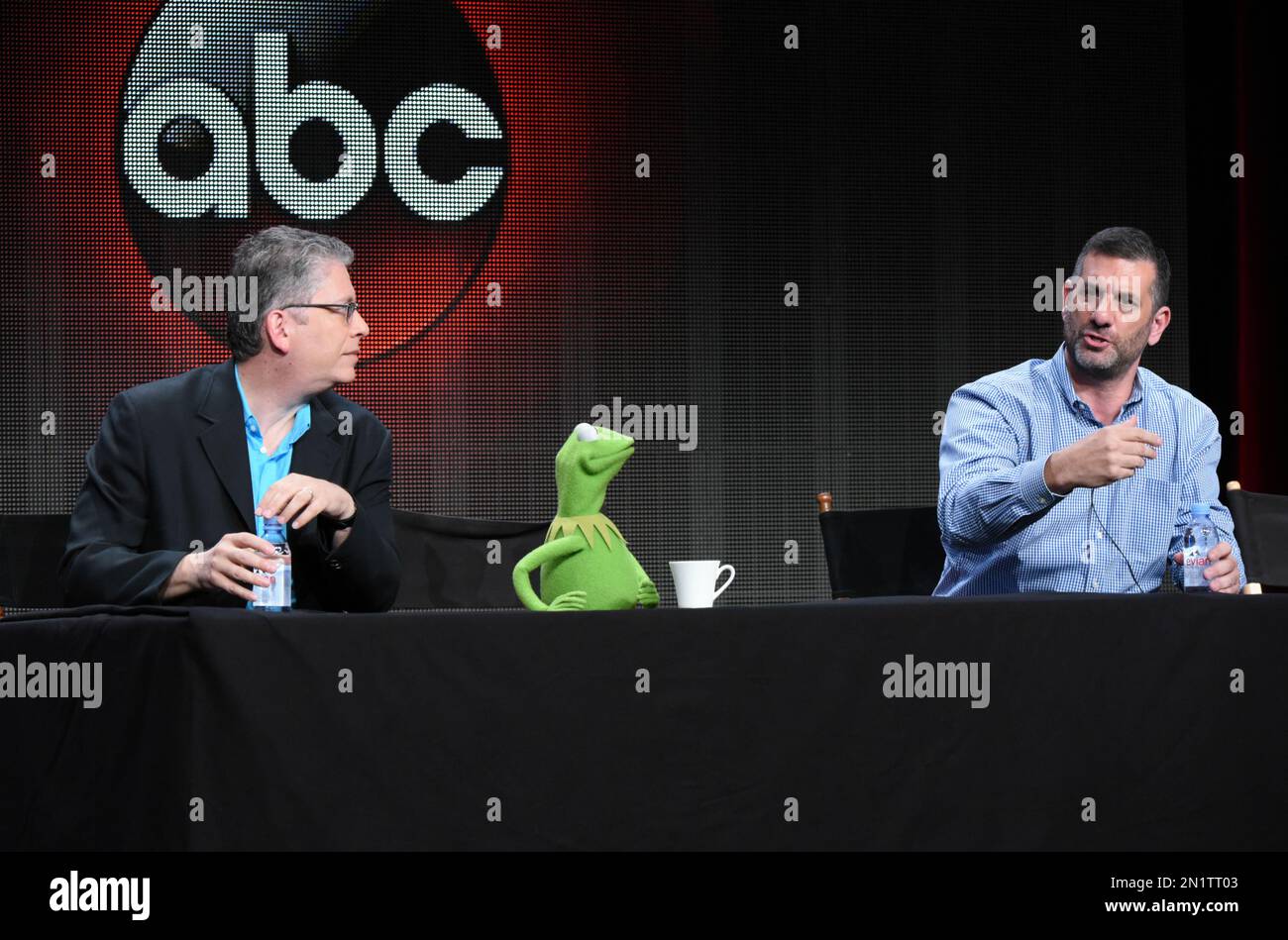 Writer/executive producer Bill Prady, from left, Kermit the Frog and ...
