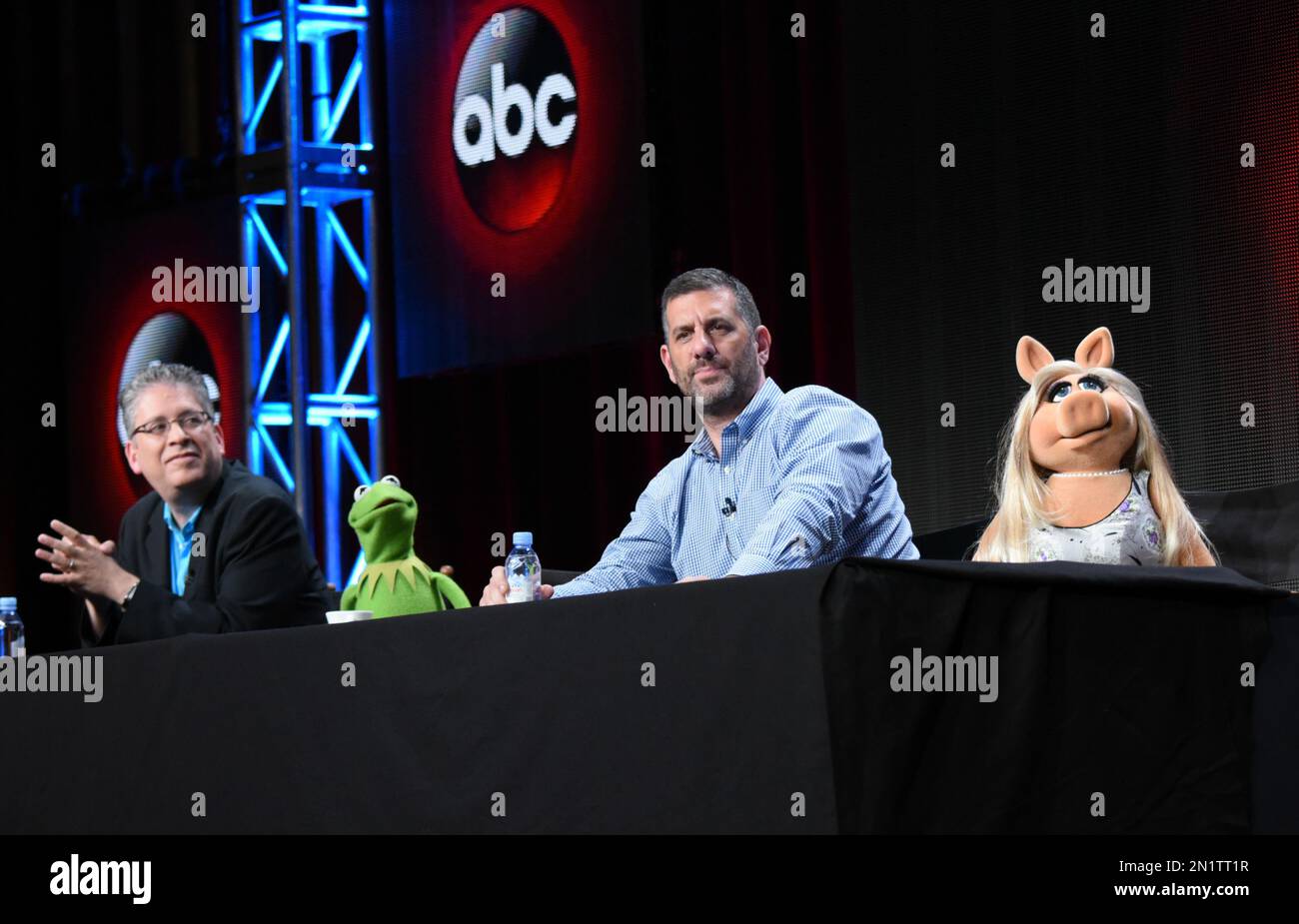 Writer/executive producer Bill Prady, from left, Kermit the Frog ...