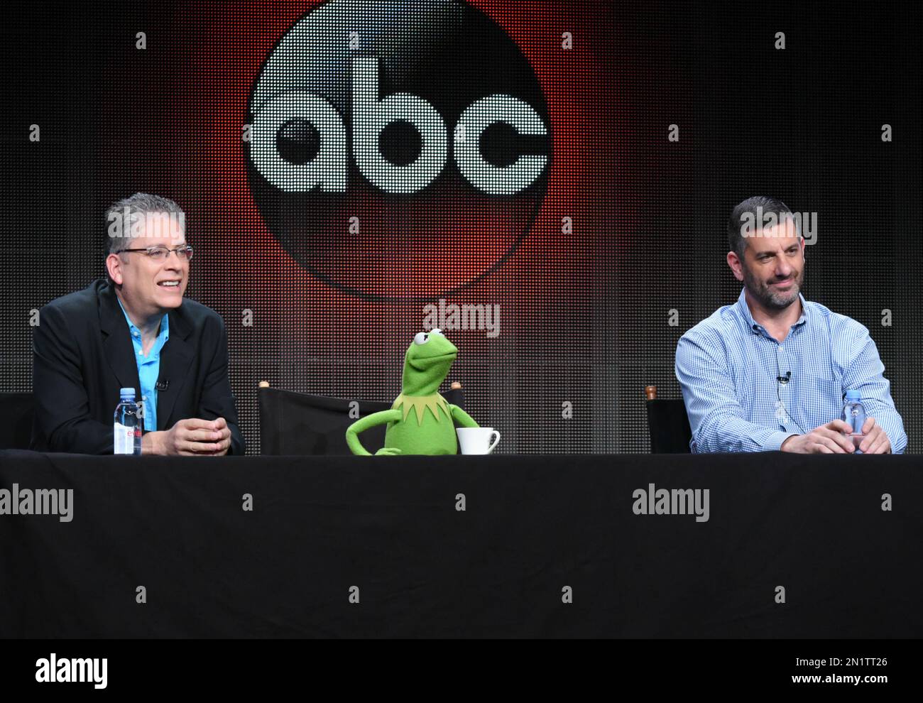 Writer/executive producer Bill Prady, from left, Kermit the Frog and ...