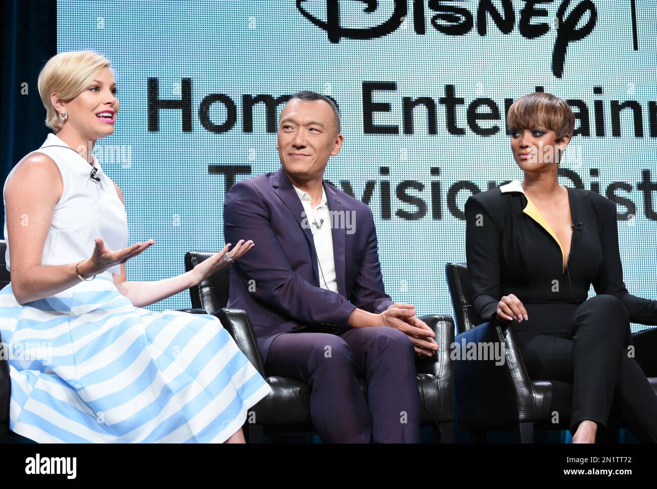Leah Ashley, from left, Joe Zee and Tyra Banks participate in the ...