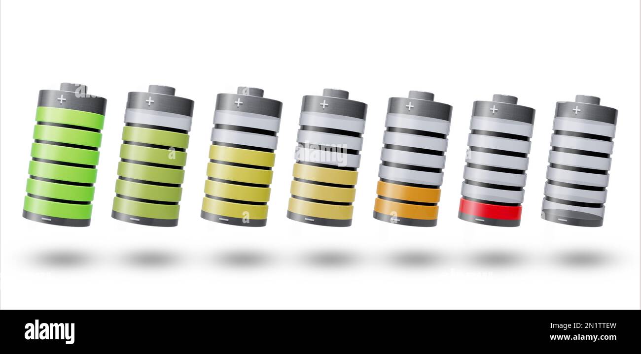 Battery Charging different levels from empty to full. Full set with ...