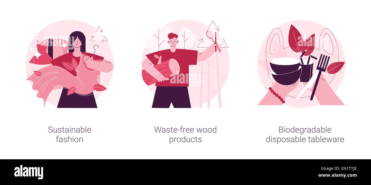 Eco-friendly materials abstract concept vector illustration set ...