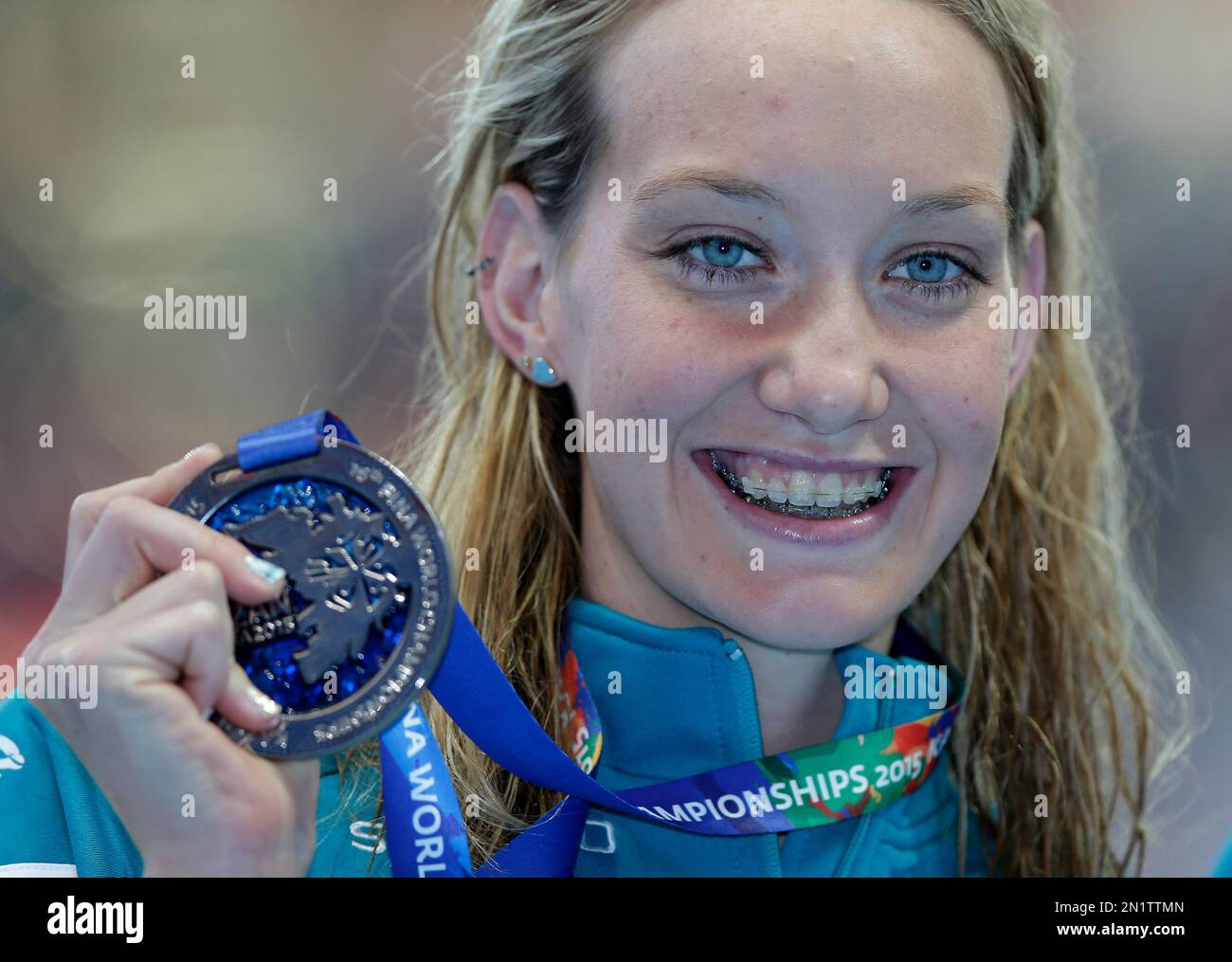 Australia's Madison Wilson holds her silver medal after her second ...