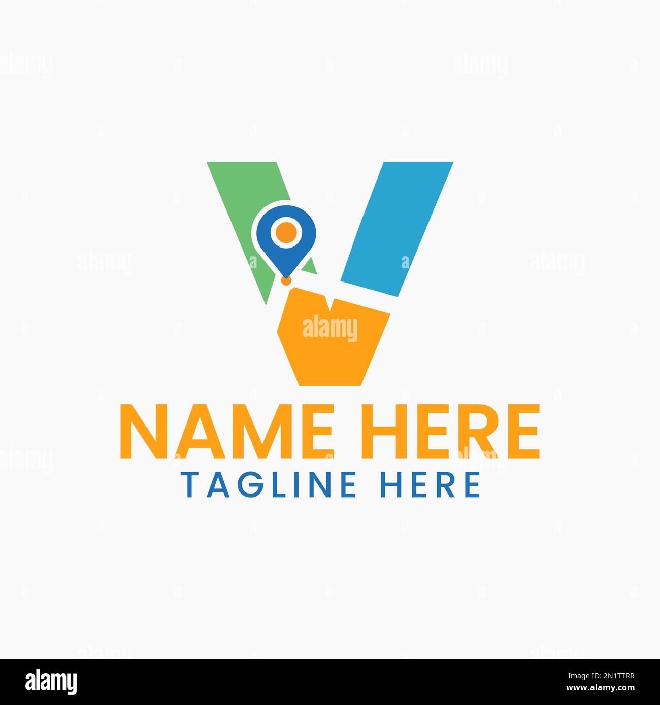 Letter V Location Logo Concept With Gps Symbol, Pin Icon Template Stock ...