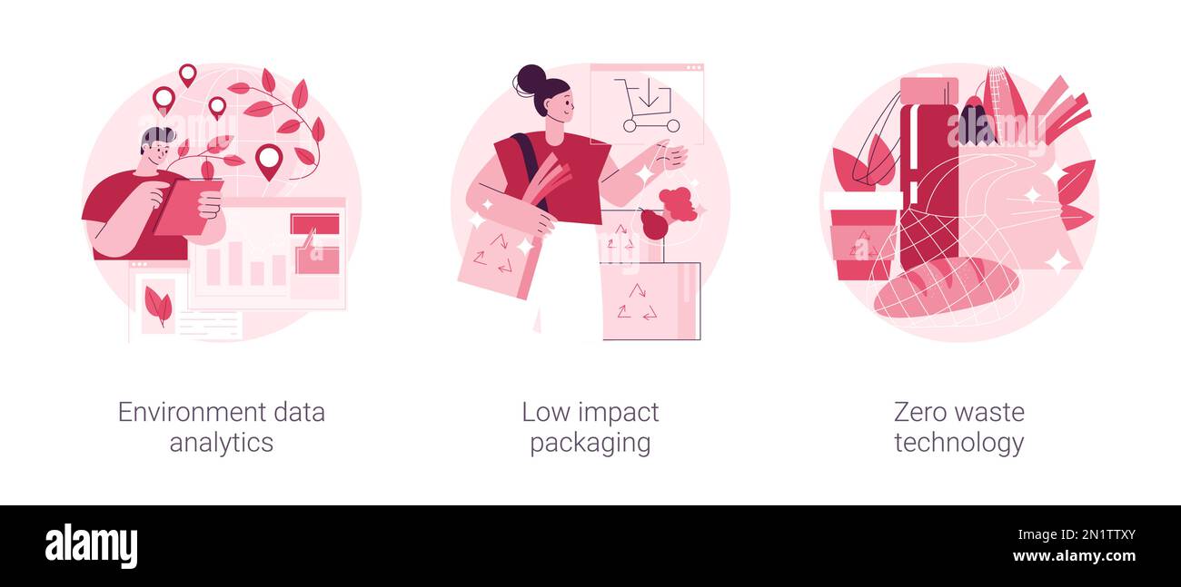 Reuse Reduce Recycling Abstract Concept Vector Illustration Set Environment Data Analytics Low