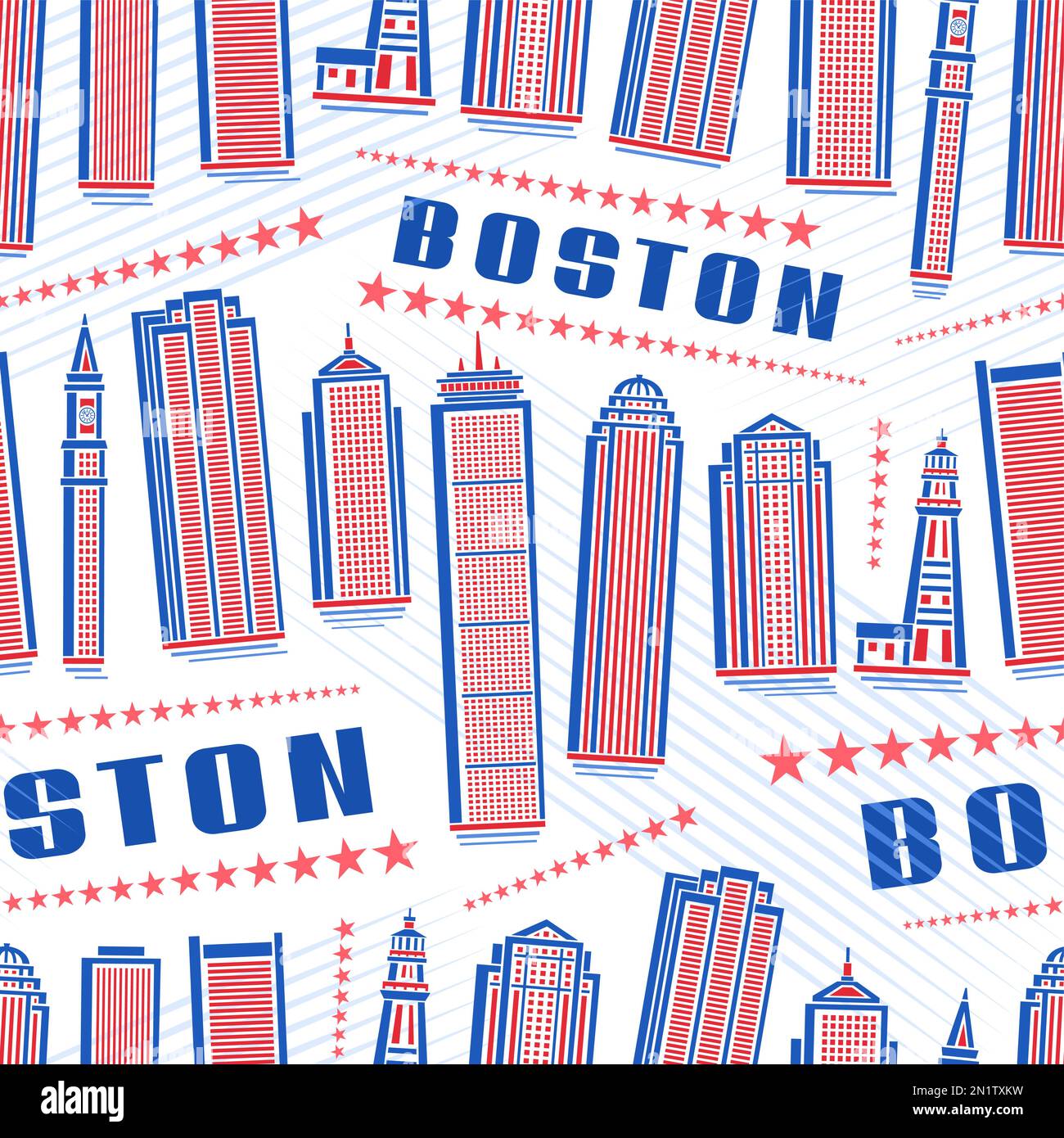 Vector Boston Seamless Pattern, repeating background with illustration ...