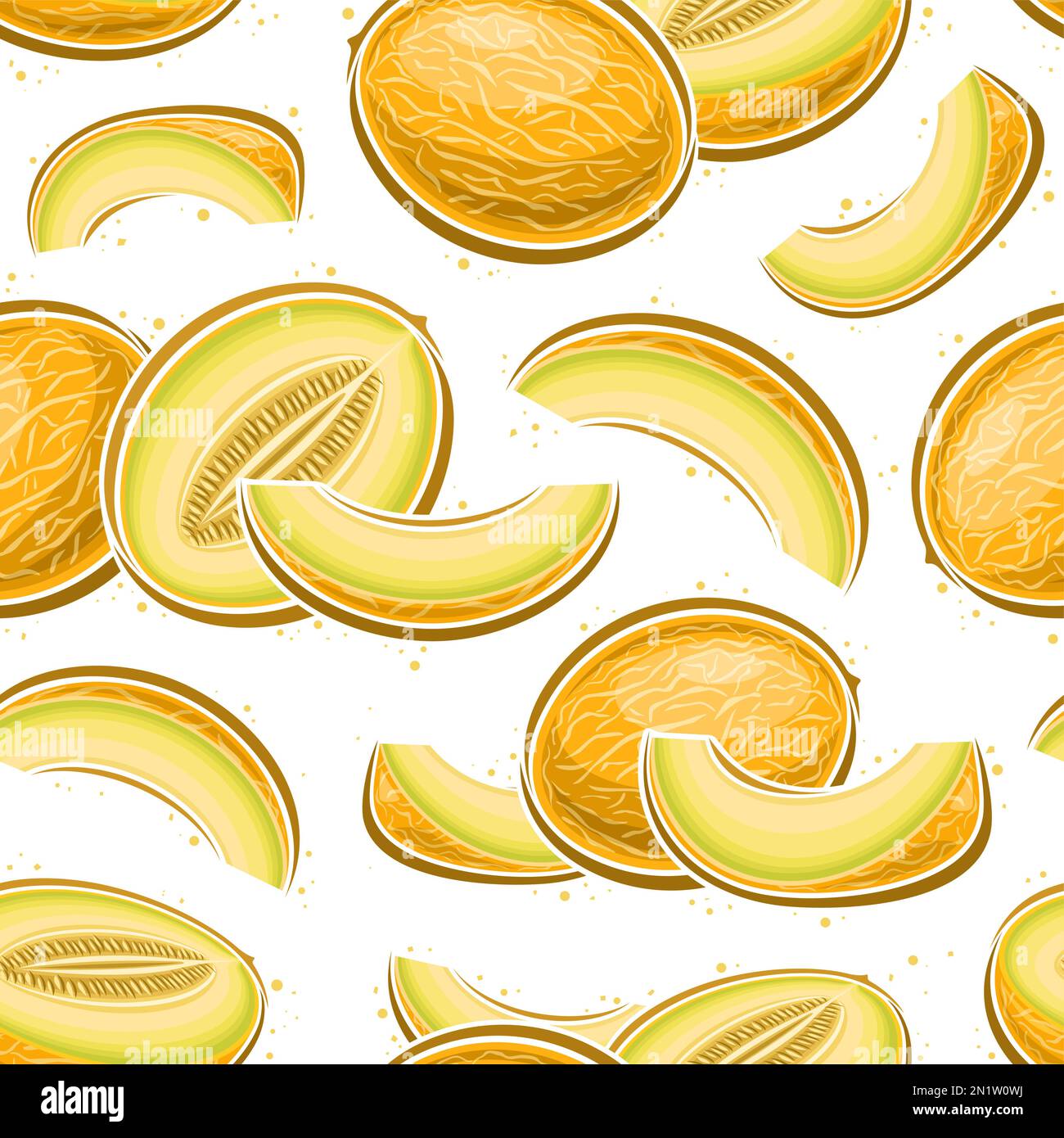 Vector Melon Seamless Pattern, square repeat background with ...