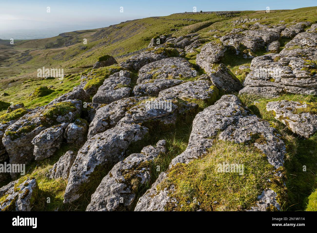 Limestone pavement on the path to Ingleborough near White Scar ...