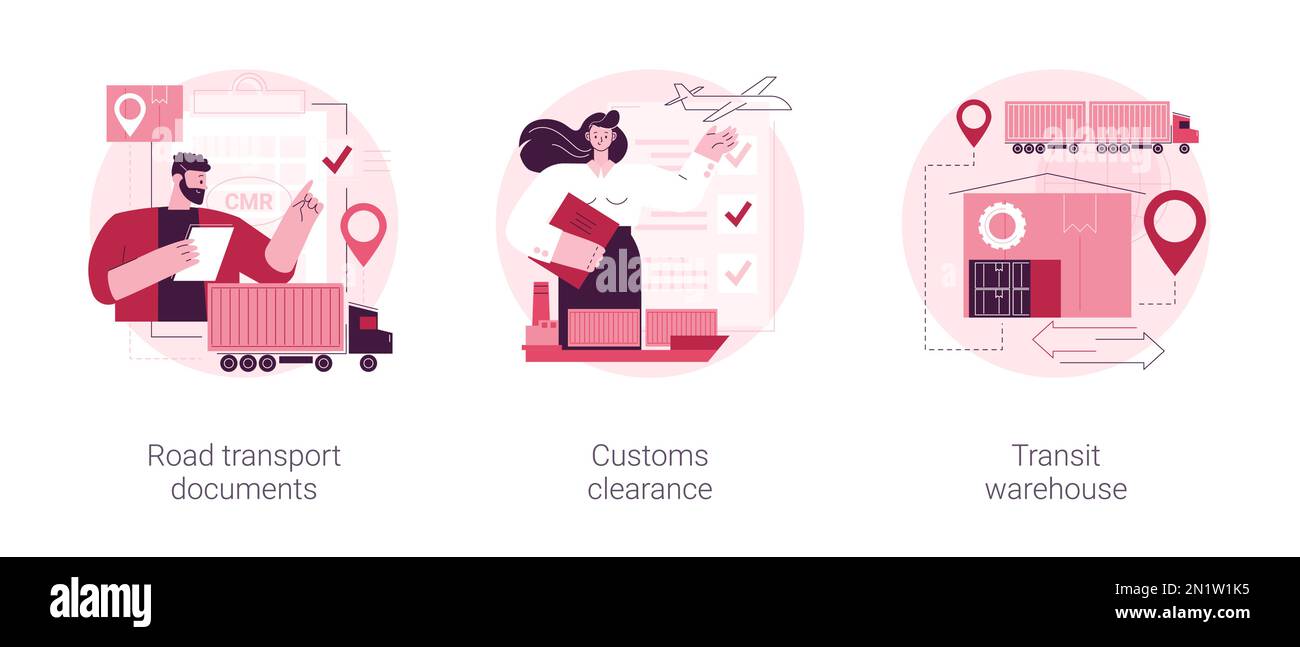 International transportation abstract concept vector illustration set ...