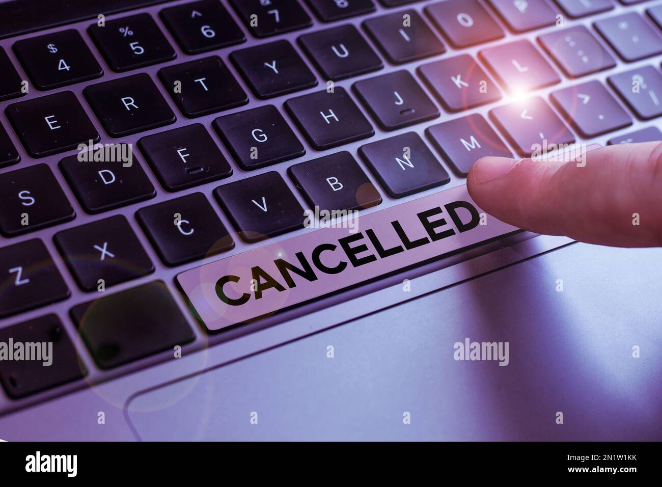 Hand writing sign Cancelled. Business approach decide or announce that ...