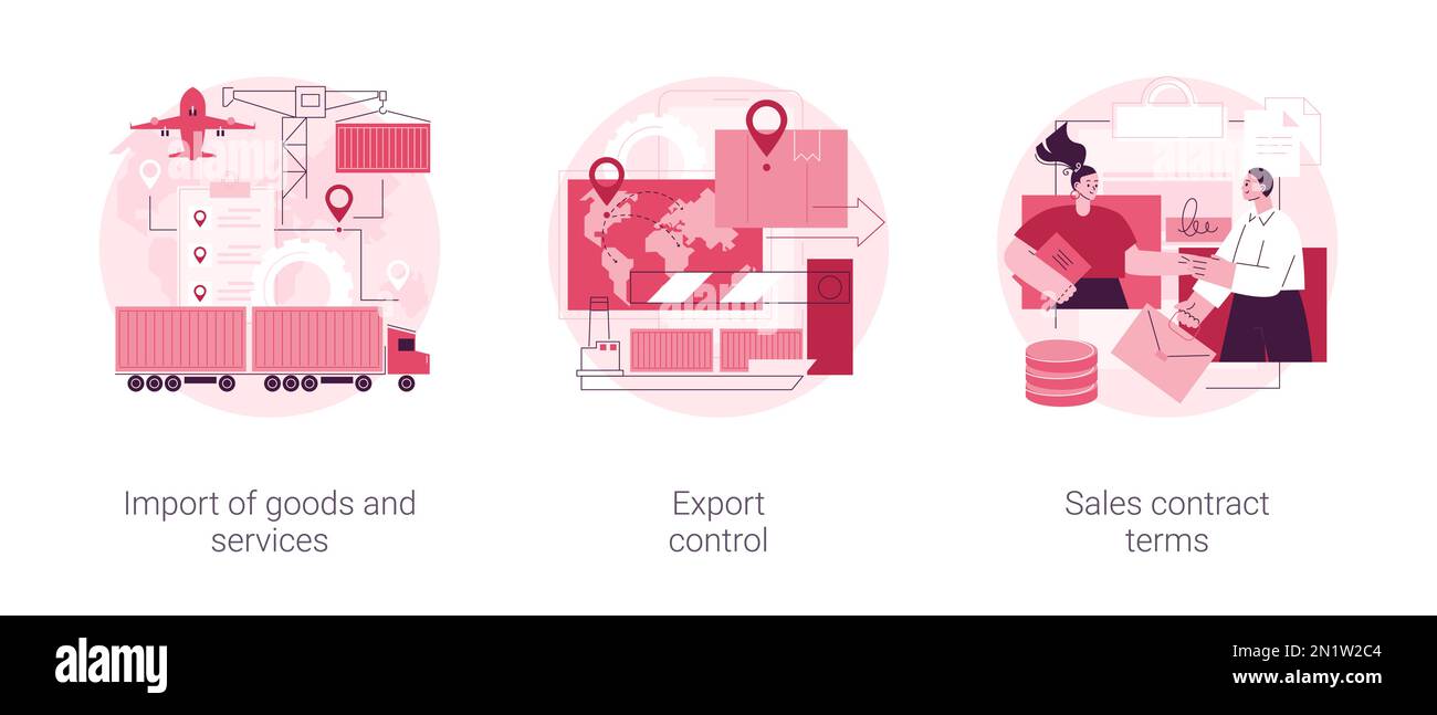 International sales abstract concept vector illustration set. Import of ...