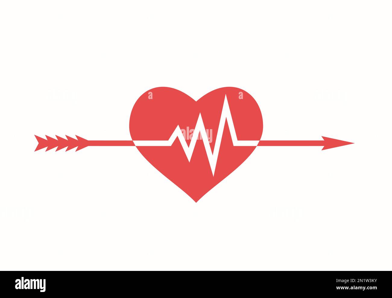 The arrow of love pierces and breaks the heart. Electrocardiogram ...